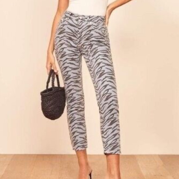 Reformation | Jeans | Reformation Light Blue Zebra Print Jeans | Poshmark
